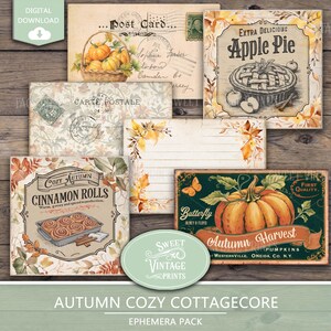 Autumn Junk Journal Ephemera | Fall Cottage Printable Tags Labels ...