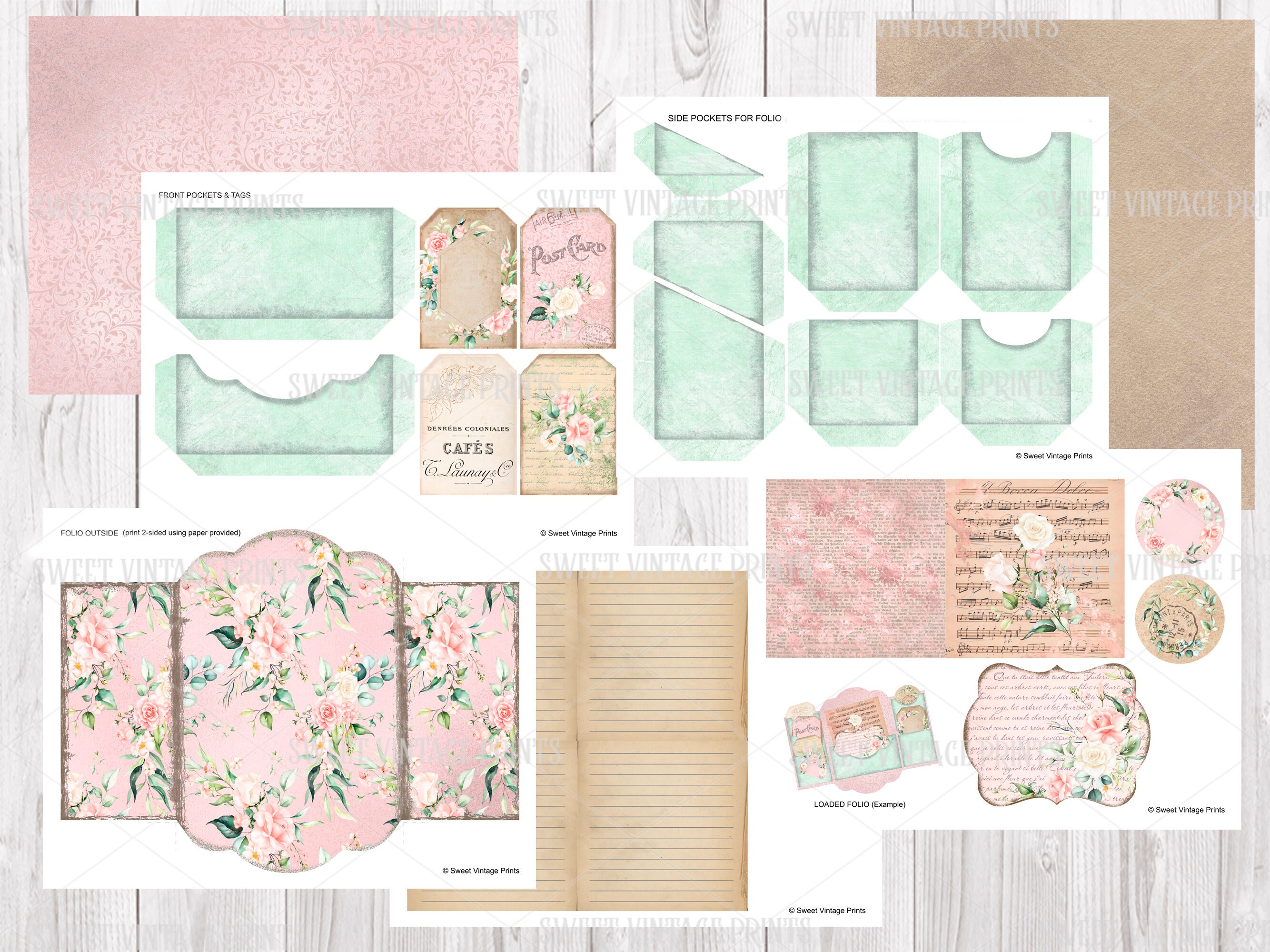 Vintage Rose Folio Shabby Rose Folder Loaded Envelope Roses - Etsy