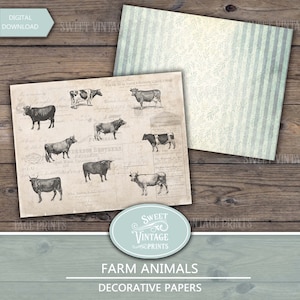 Farm Animals Junk Journal, Cow Printable Papers, Chicken Digital Paper ...
