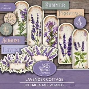 Lavender Junk Journal Ephemera | Lavender Printable Tags & Labels ...