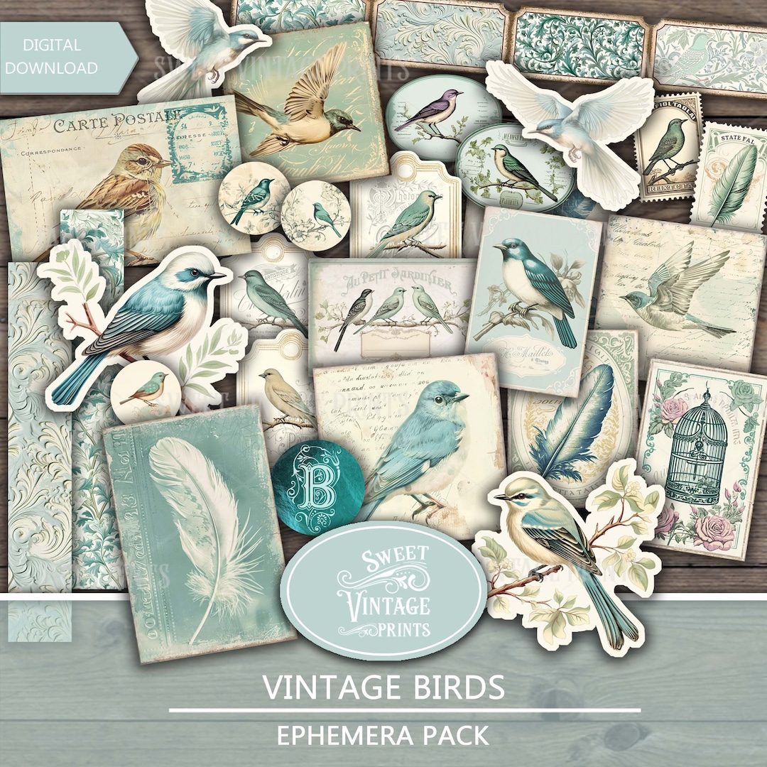 Vintage Birds Junk Journal Ephemera, Bird Junk Journal Kit, Nostalgic ...