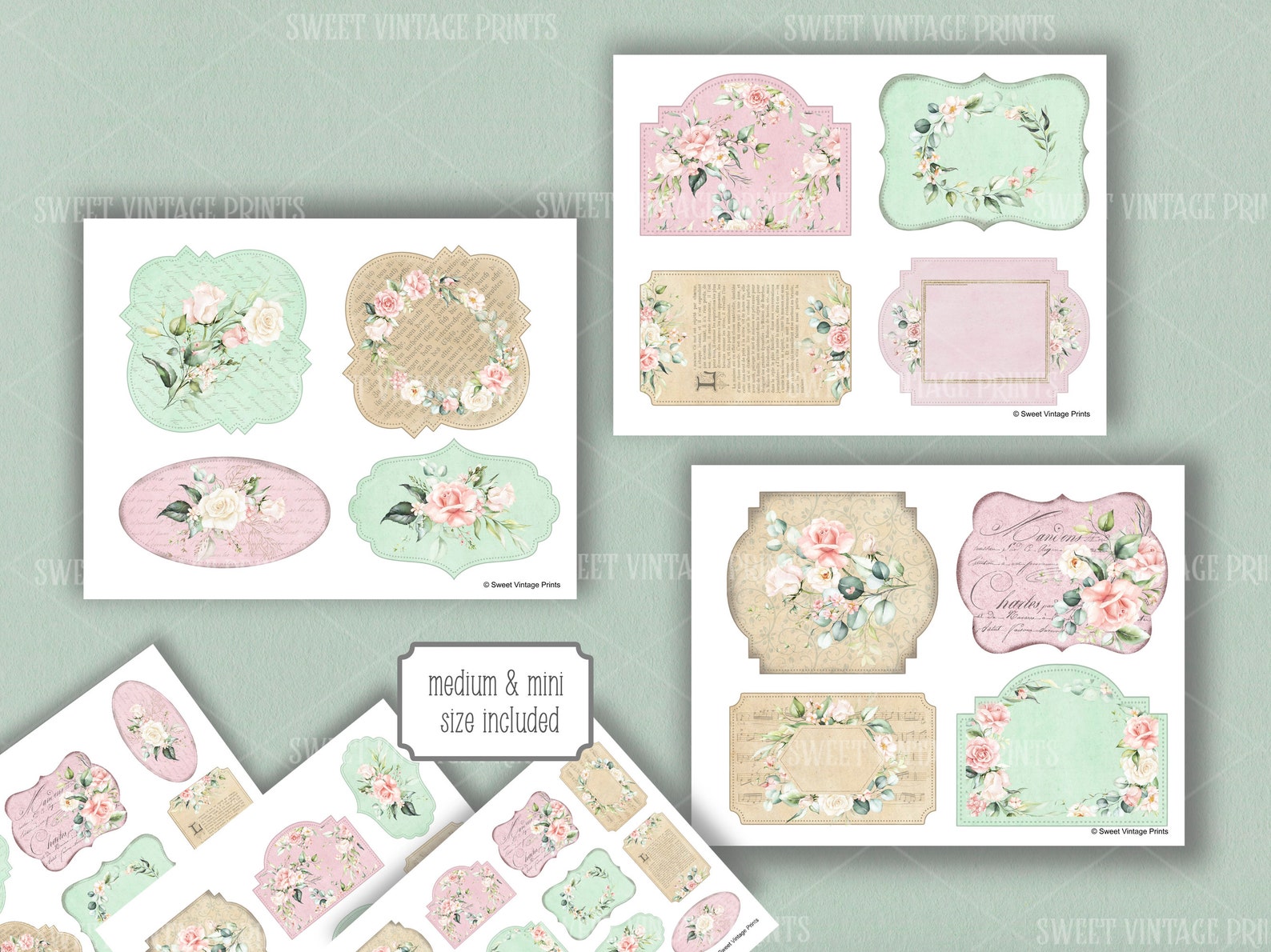 Vintage Rose Roses Tags Flower Labels Tag Flip Junk - Etsy