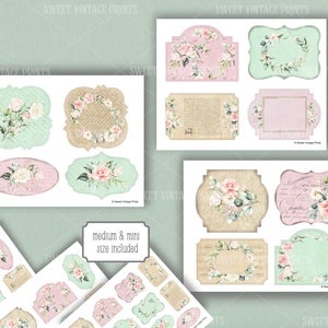 Vintage Rose, Roses, Tags, Flower Labels, Tag Flip, Junk Journal ...