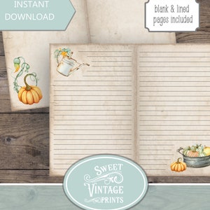 Autumn Pumpkins Journal Pages, Autumn Junk Journal Pages, Pumpkin ...