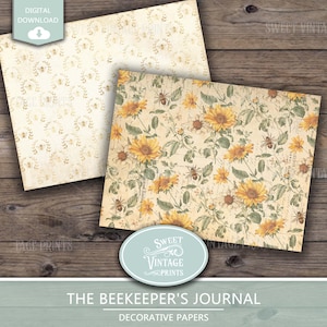 Beekeeper's Junk Journal Papers | Summer Honey Bee Digital Paper Pack ...