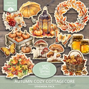 Autumn Junk Journal Ephemera | Fall Cottage Printable Tags Labels ...