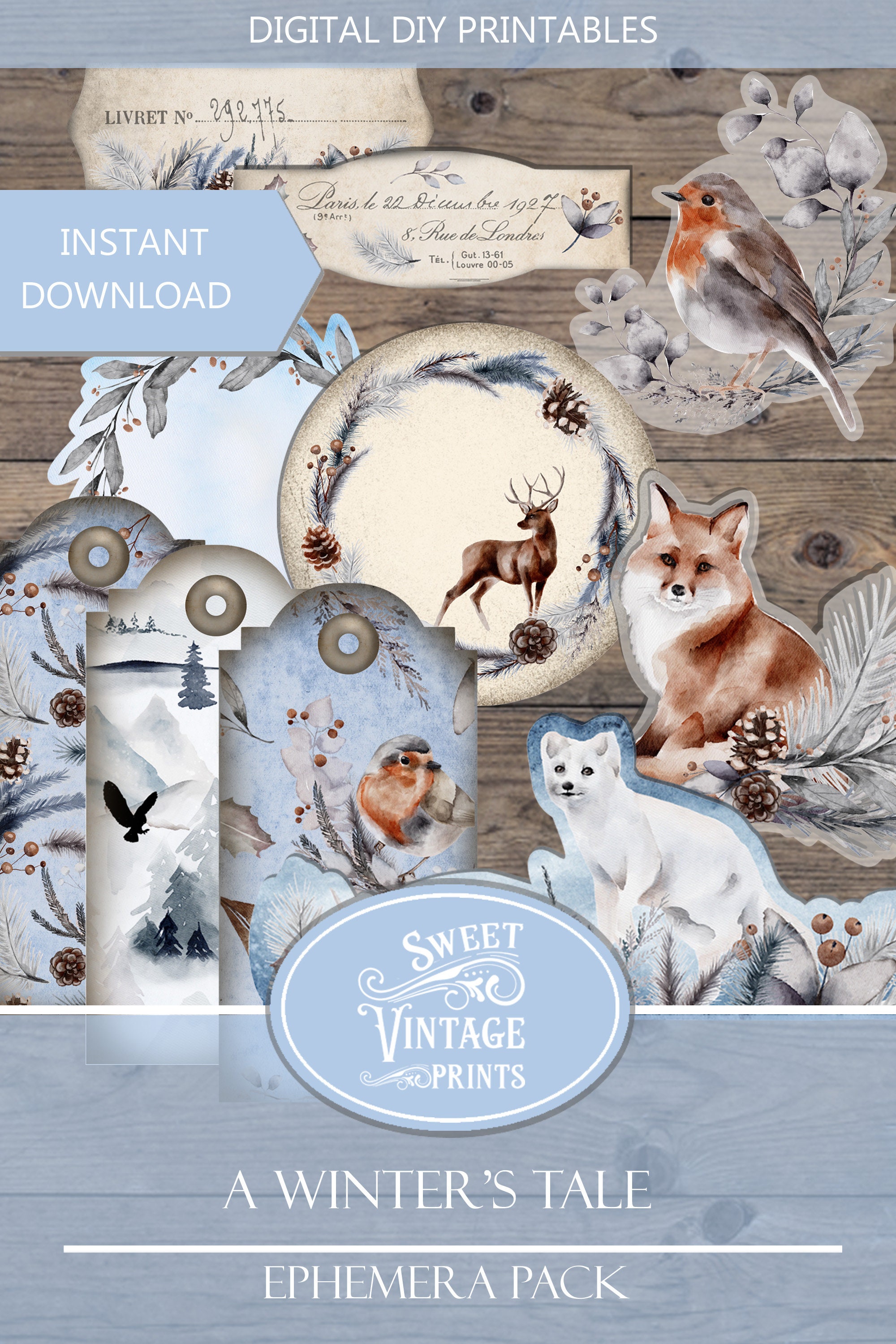 A Winter's Tale Ephemera Pack Winter Junk Journal Winter - Etsy