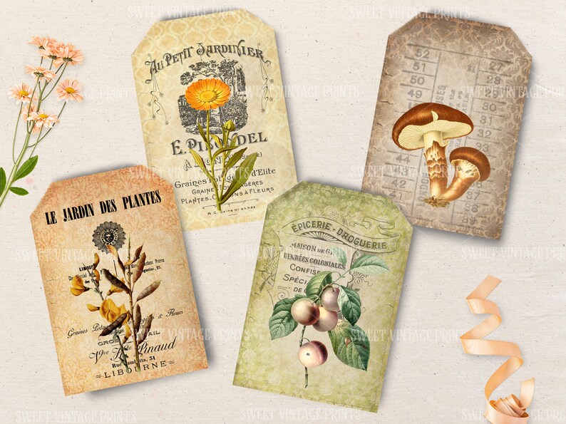 Autumn Forest Fall Plants Vintage Labels Tag Flip Junk - Etsy