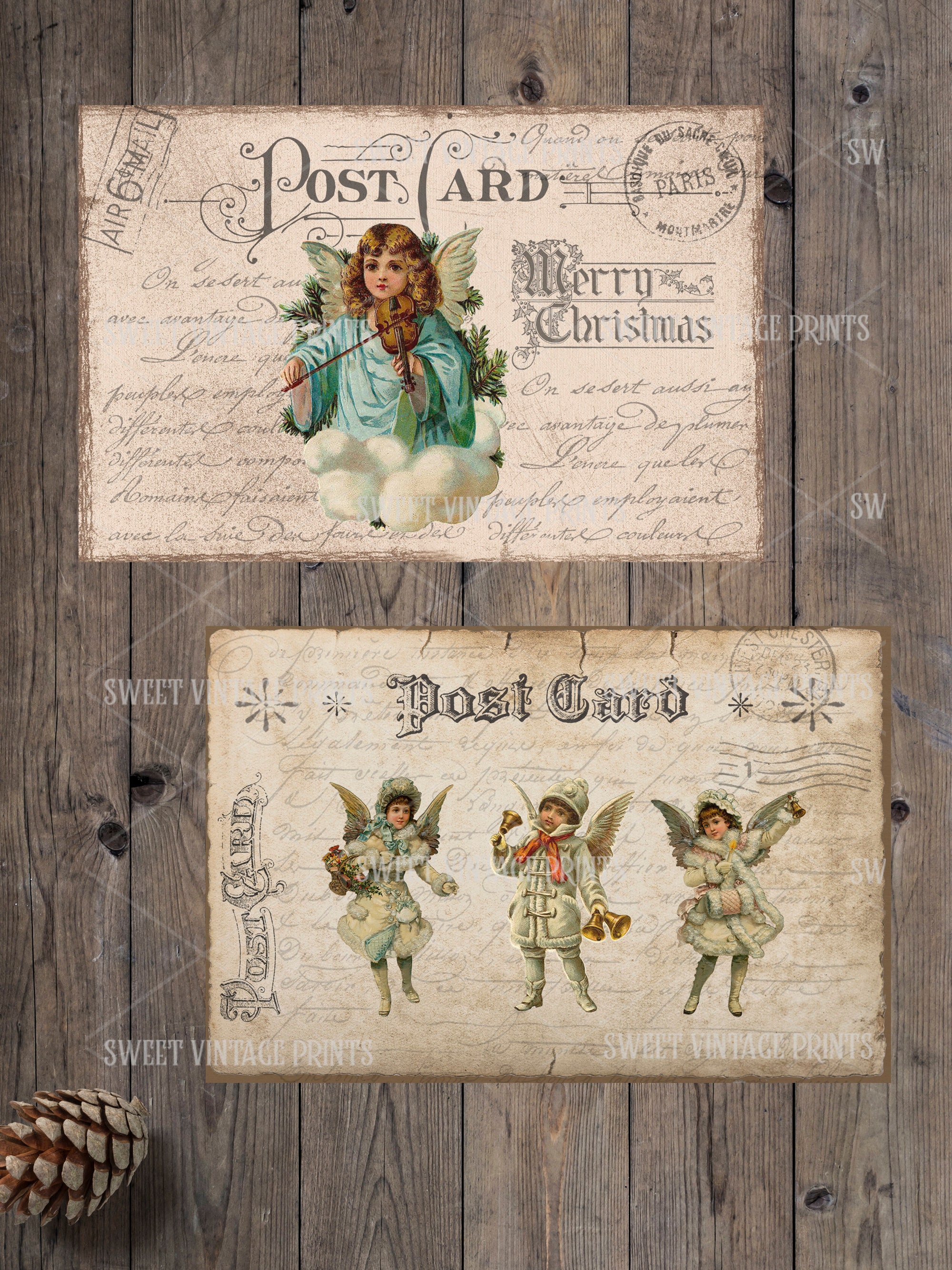 Christmas Angels Vintage Postcards Angel Postcards - Etsy