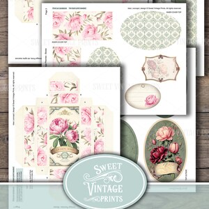 Printable Boxes Peonies | Vintage Peony Gift Box Set | DIY Paper Box ...