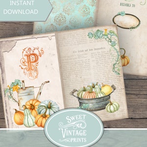 Autumn Pumpkins Journal Pages, Autumn Junk Journal Pages, Pumpkin ...