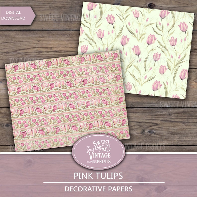 Pink Tulips Junk Journal | Printable Spring Digital Paper | Vintage ...