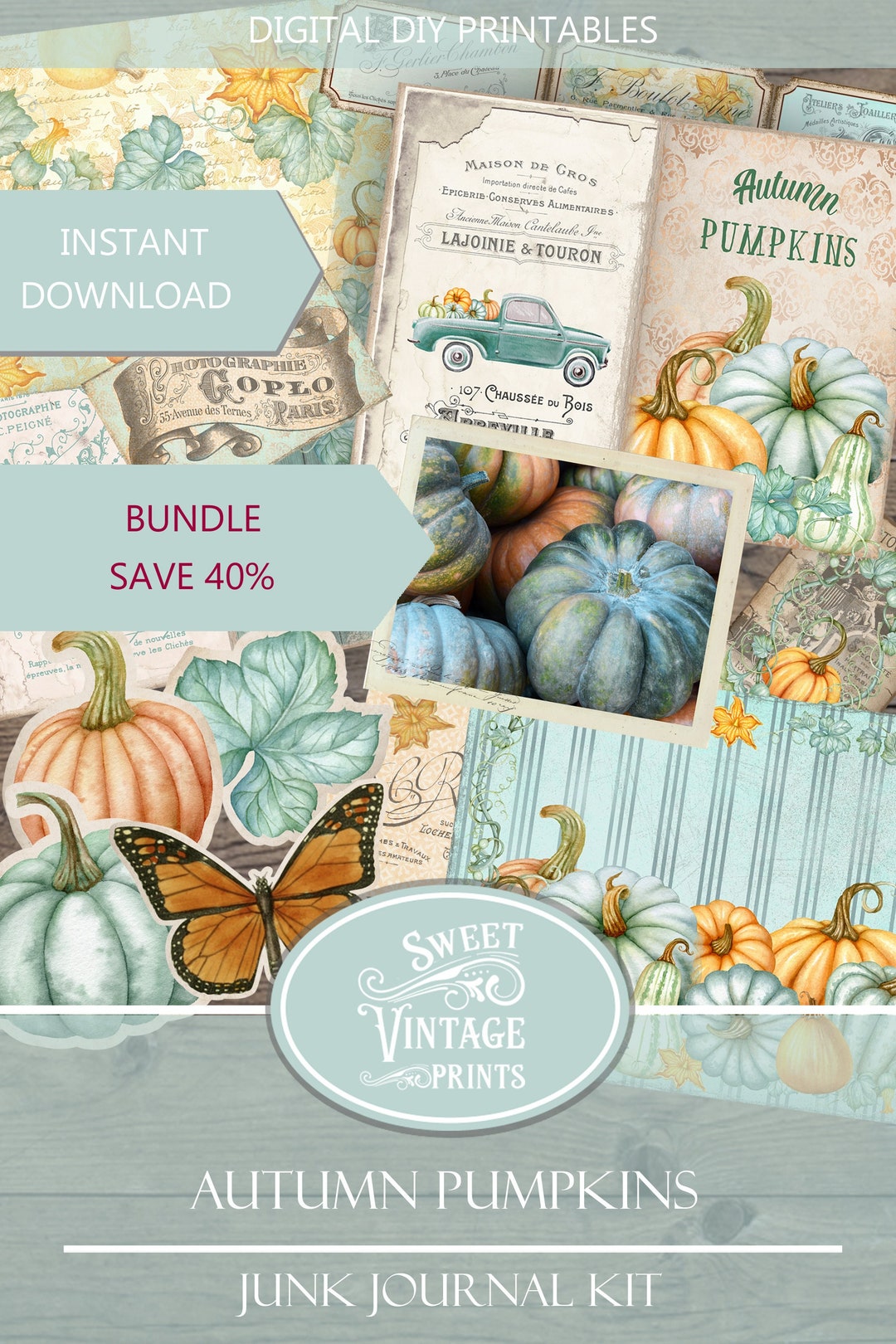 Autumn Pumpkins Junk Journal BUNDLE, Autumn Junk Journal, Fall Junk ...