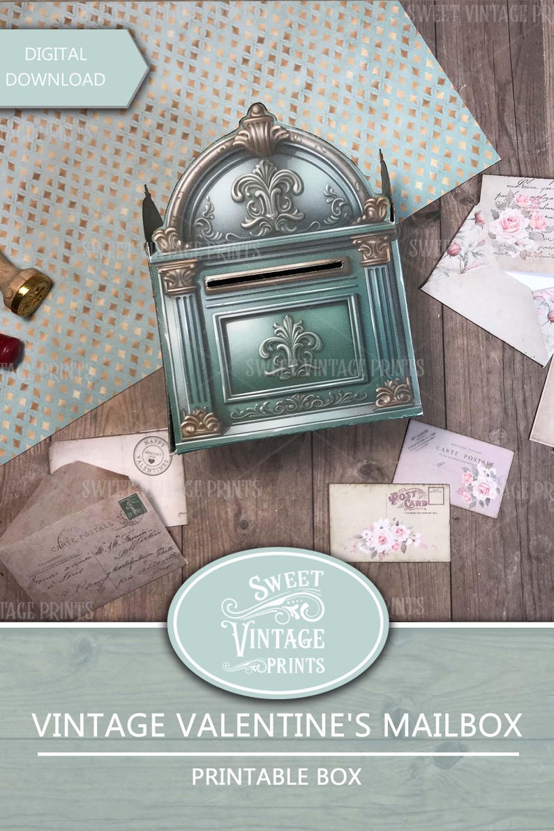 Printable Valentine's Mailbox, Vintage Letterbox, Mini Valentine ...