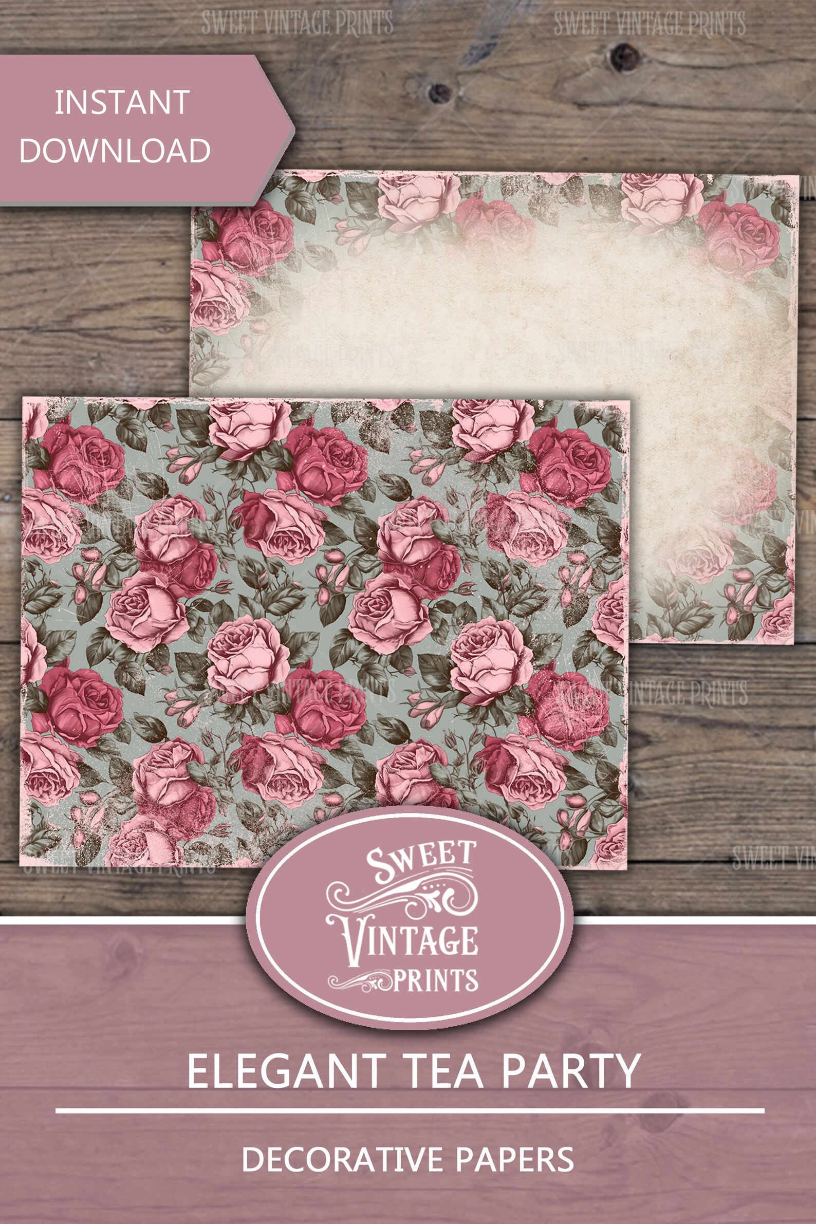 Junk Journal Tea Party, Vintage Tea Party Digital Paper Pack, Tea Time ...