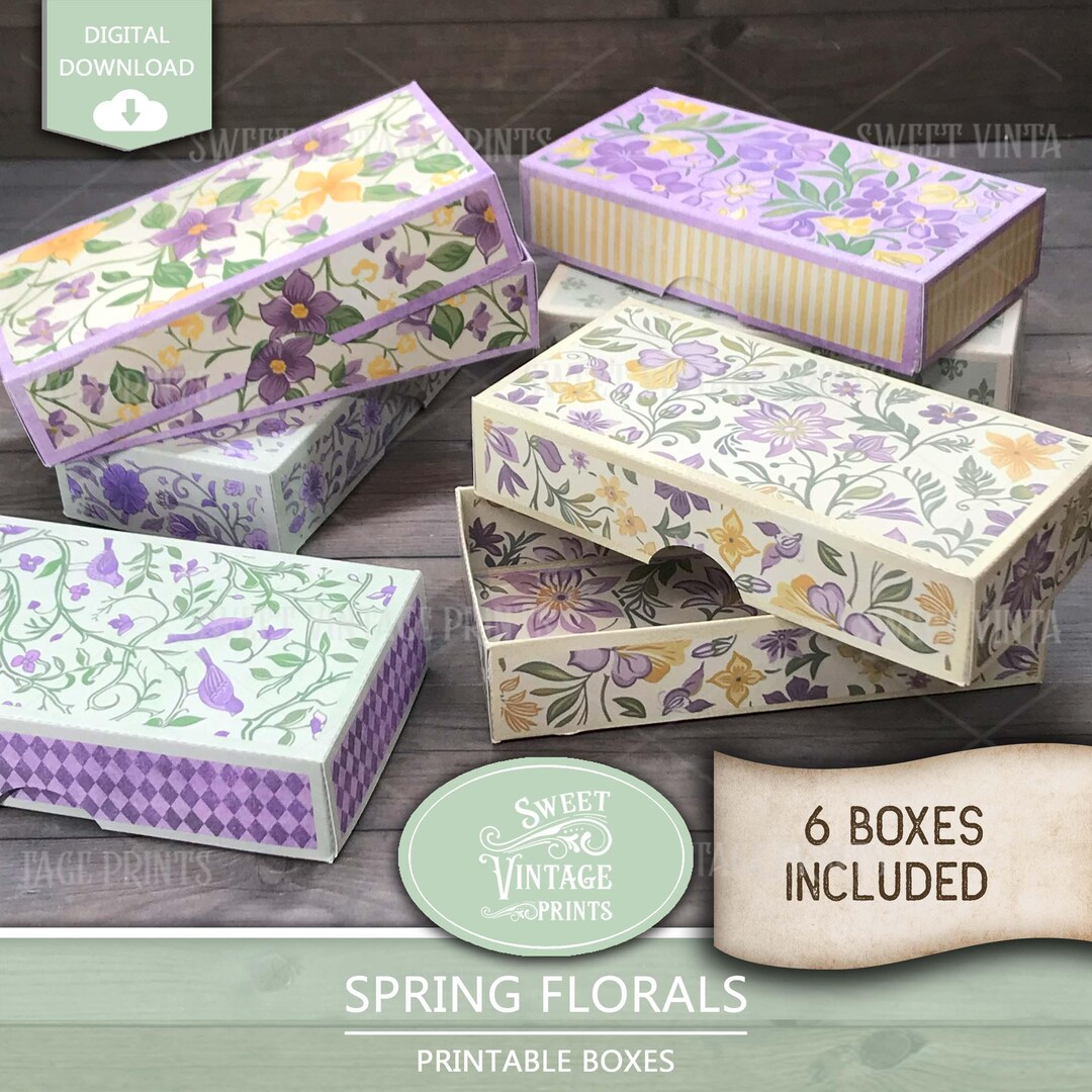 Printable Spring Floral Boxes | DIY Spring Crafting Kit | Small Gift ...