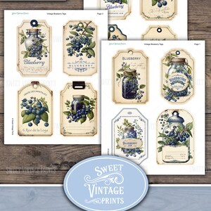Vintage Blueberry Ephemera Tags, Blueberry Labels, Blueberry Jam Labels ...