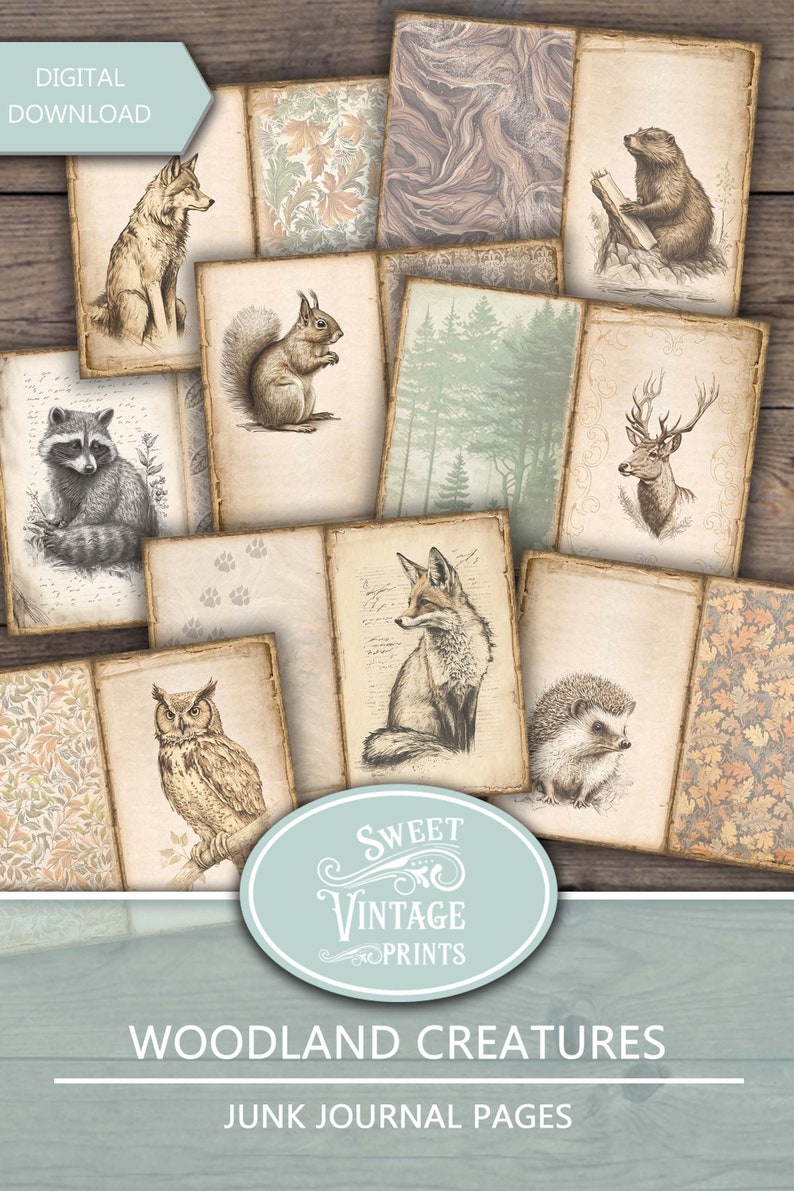 Junk Journal Kit Woodland Creatures, Junk Journal BUNDLE, Autumn Forest ...