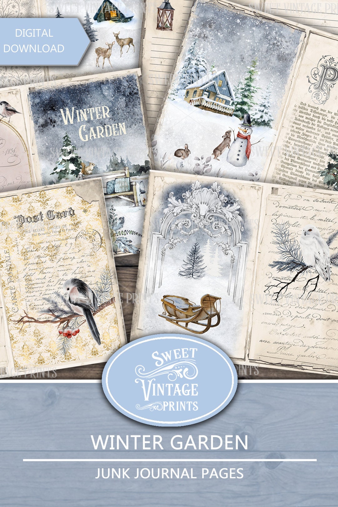 Winter Garden Journal Pages, Magic Winter Junk Journal, Snow Junk ...