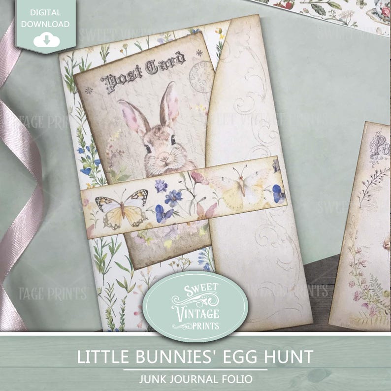 Printable Easter Junk Journal Folio | Little Bunnies' Egg Hunt Folio ...