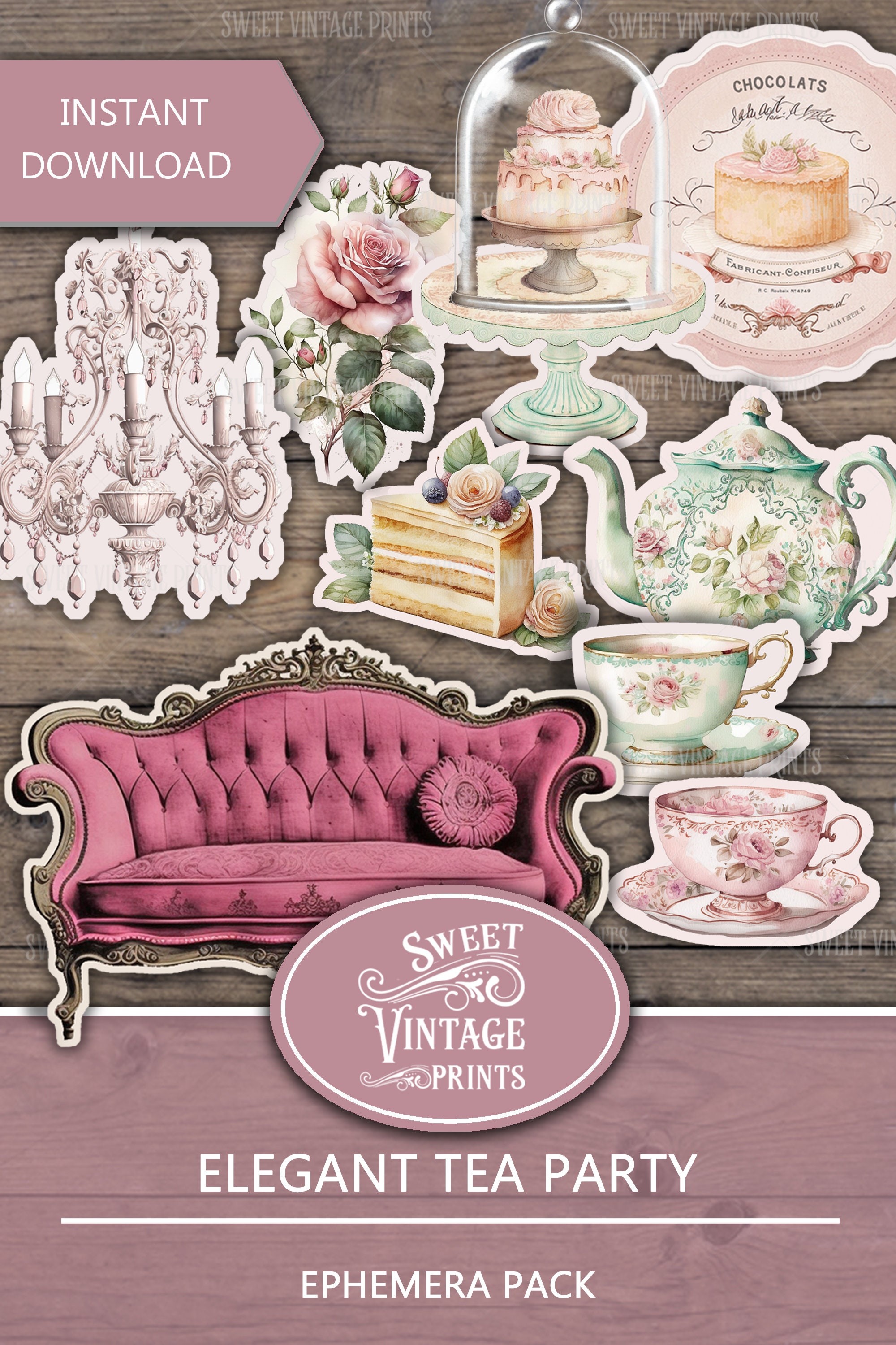 Junk Journal Tea Party Ephemera Kit Elegant Tea Party - Etsy