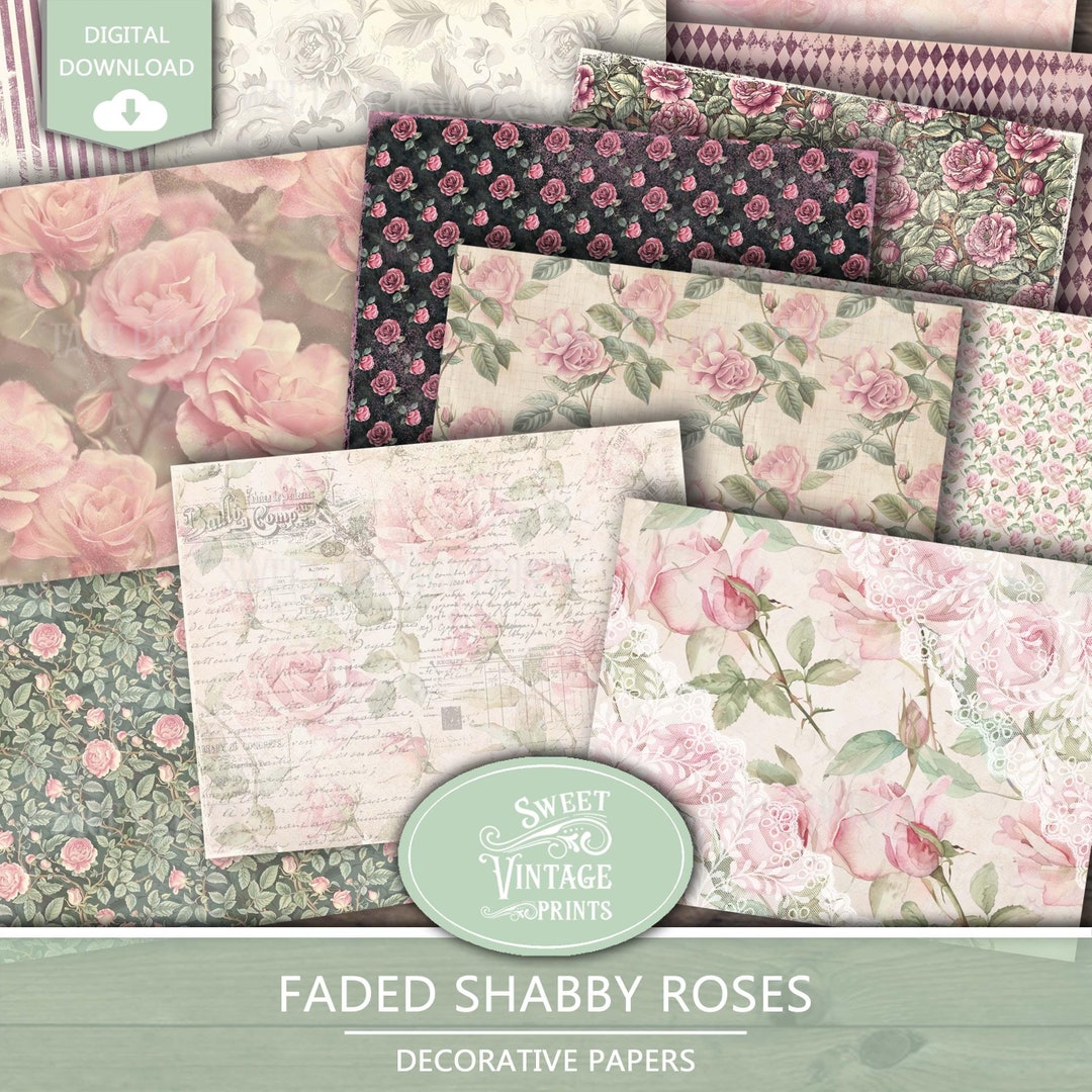 Shabby Rose Junk Journal Papers | Pink Floral Scrapbook Paper Pack ...