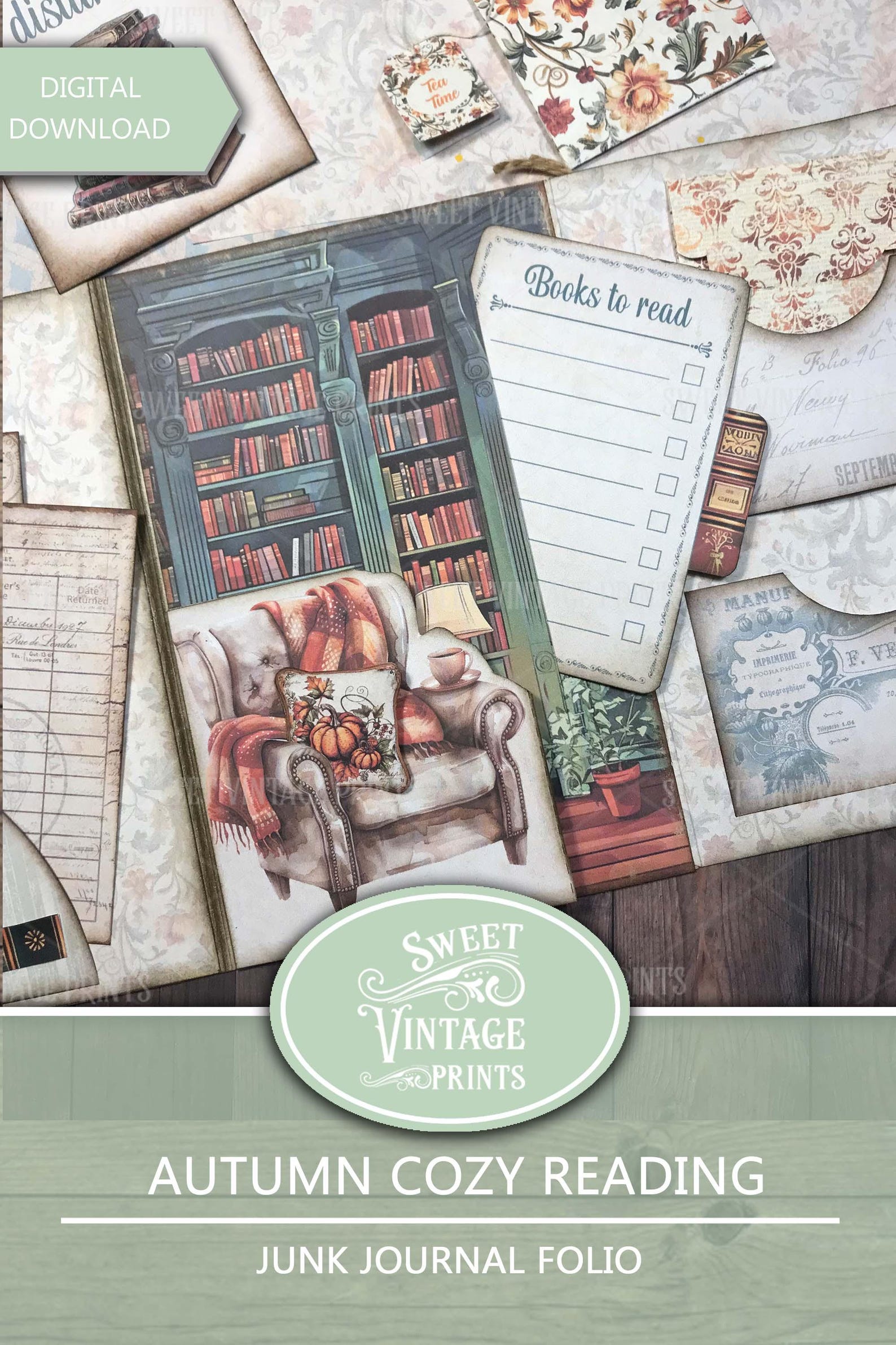 Autumn Cozy Reading Folio | Printable Fall Ephemera | Autumn Junk ...