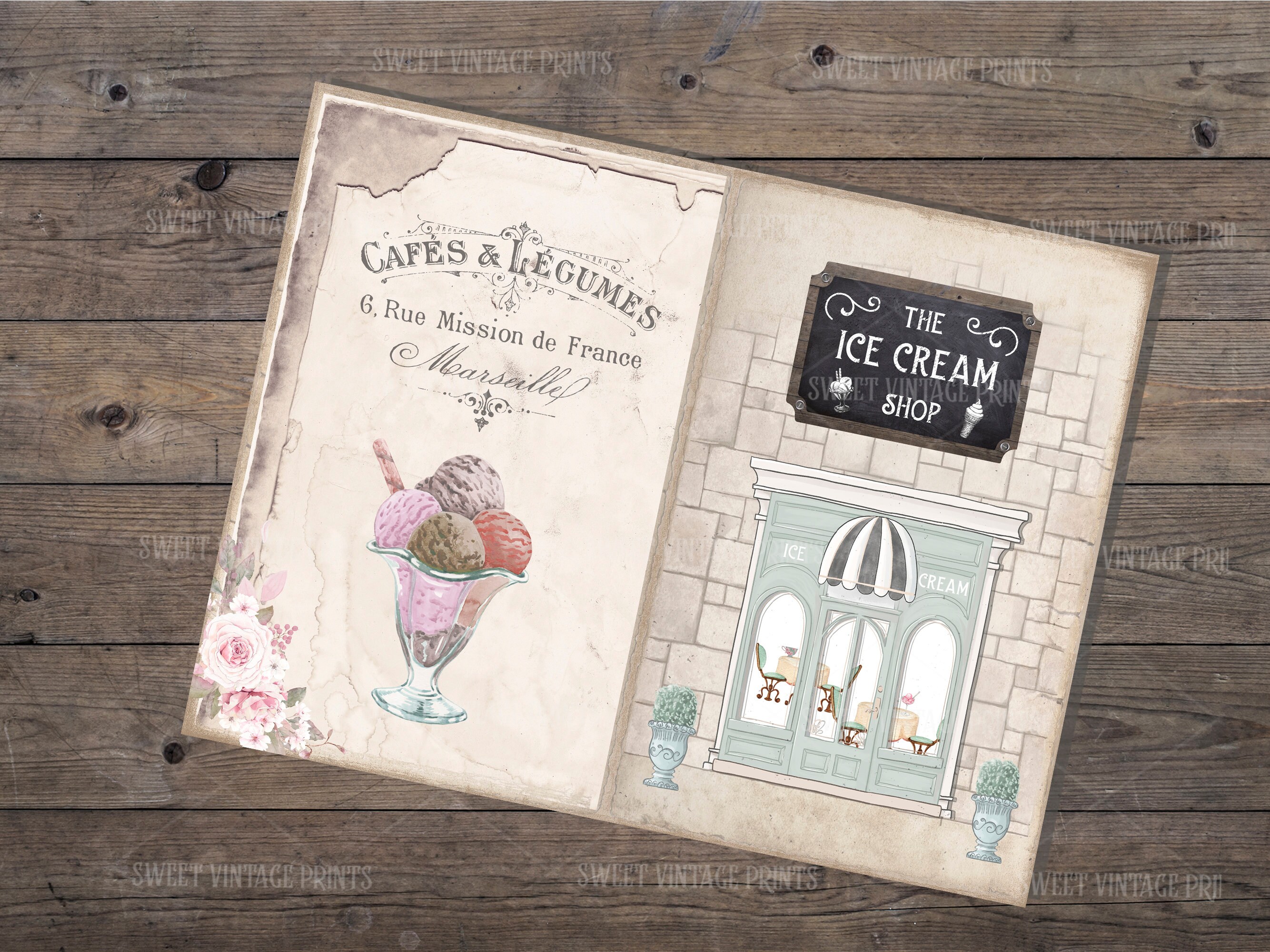 Ice Cream Shop Journal Pages Summer Junk Journal Ice Cream - Etsy