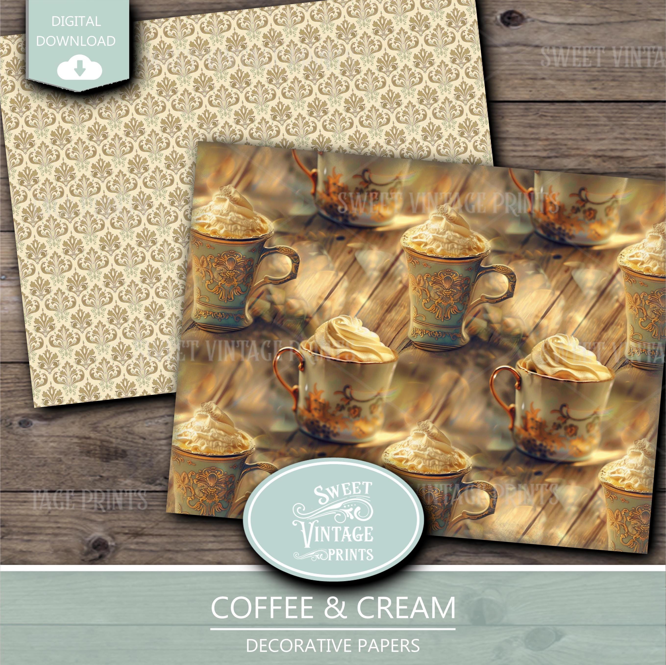 Coffee & Cream Junk Journal Papers | Neutral Digital Paper Pack | Cafe ...