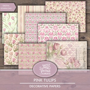 Pink Tulips Junk Journal | Printable Spring Digital Paper | Vintage ...
