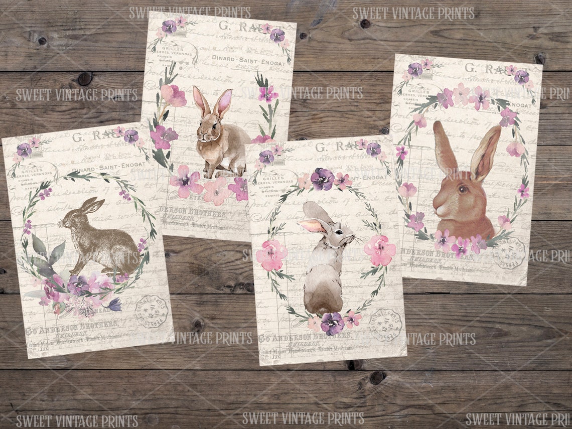 Rabbit, Postcards, Vintage, Junk Journal, Ephemera, Hare, Bunnies ...