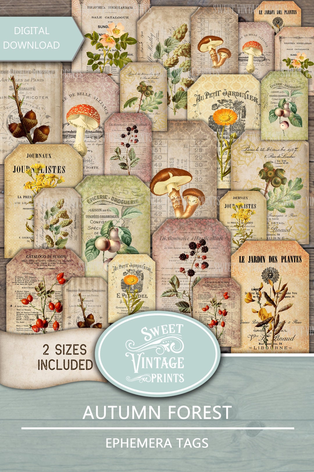 Autumn Forest, Fall, Plants, Vintage, Labels, Tag Flip, Junk Journal ...