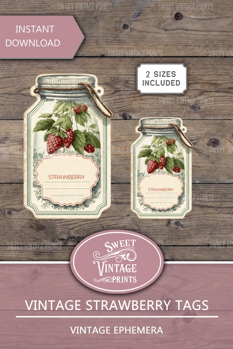 Vintage Strawberry Ephemera Tags Strawberry Labels - Etsy