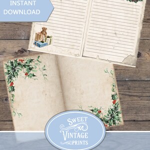 Christmas Animals Junk Journal Pages, Christmas Junk Journal Paper ...