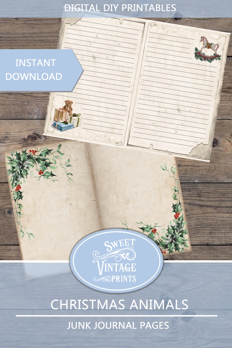 Christmas Animals Junk Journal Pages Christmas Junk Journal - Etsy