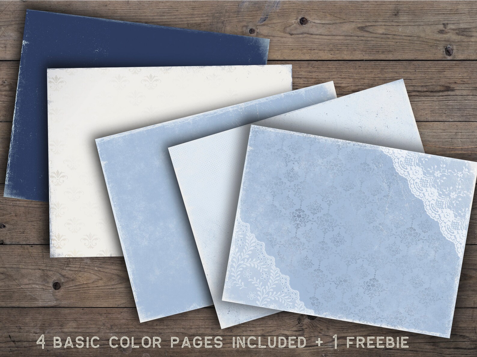 Stripes & Dots Journal Pages Blue Digital Paper Vintage Blue - Etsy