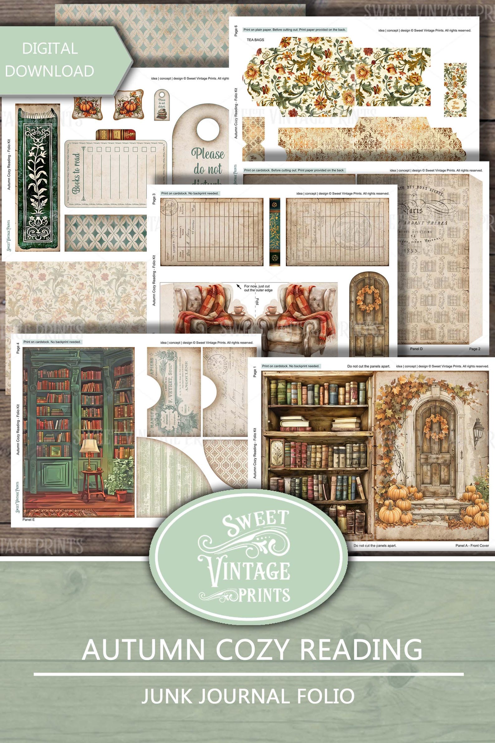 Autumn Cozy Reading Folio | Printable Fall Ephemera | Autumn Junk ...