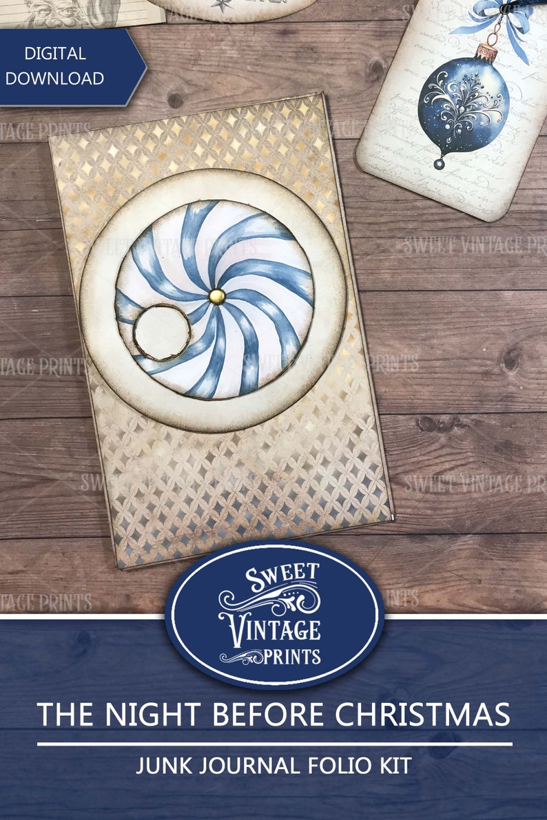 Christmas Junk Journal Folio Kit, Night Before Christmas Printable ...