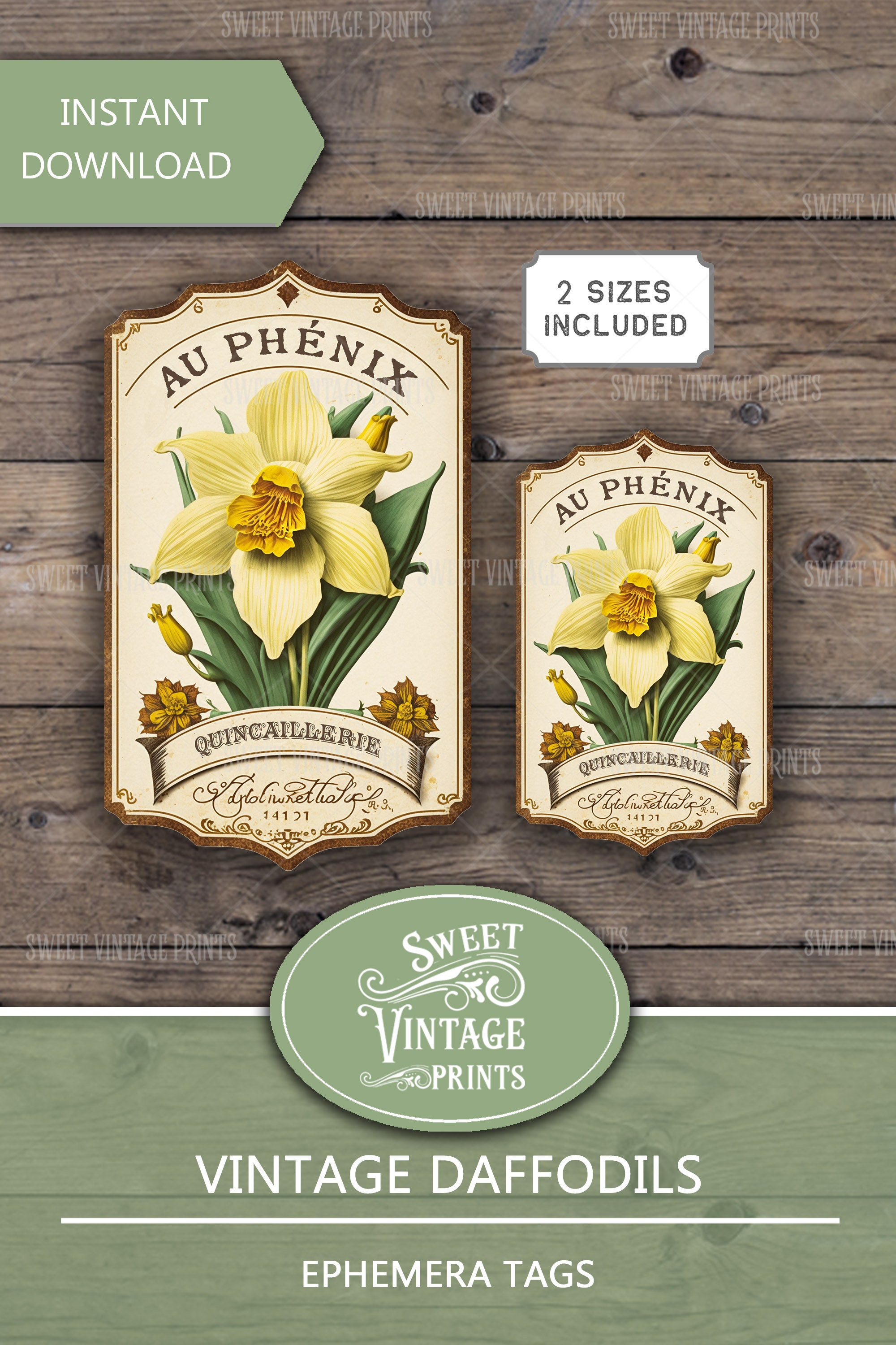 Printable Daffodil Ephemera Tags, Daffodil Labels, Easter Junk Journal ...