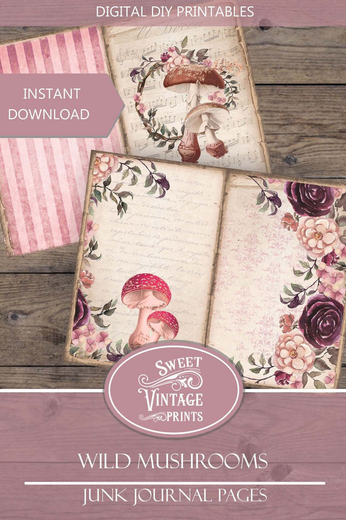 Wild Mushrooms Journal Pages, Autumn Junk Journal Pages, Mushroom ...