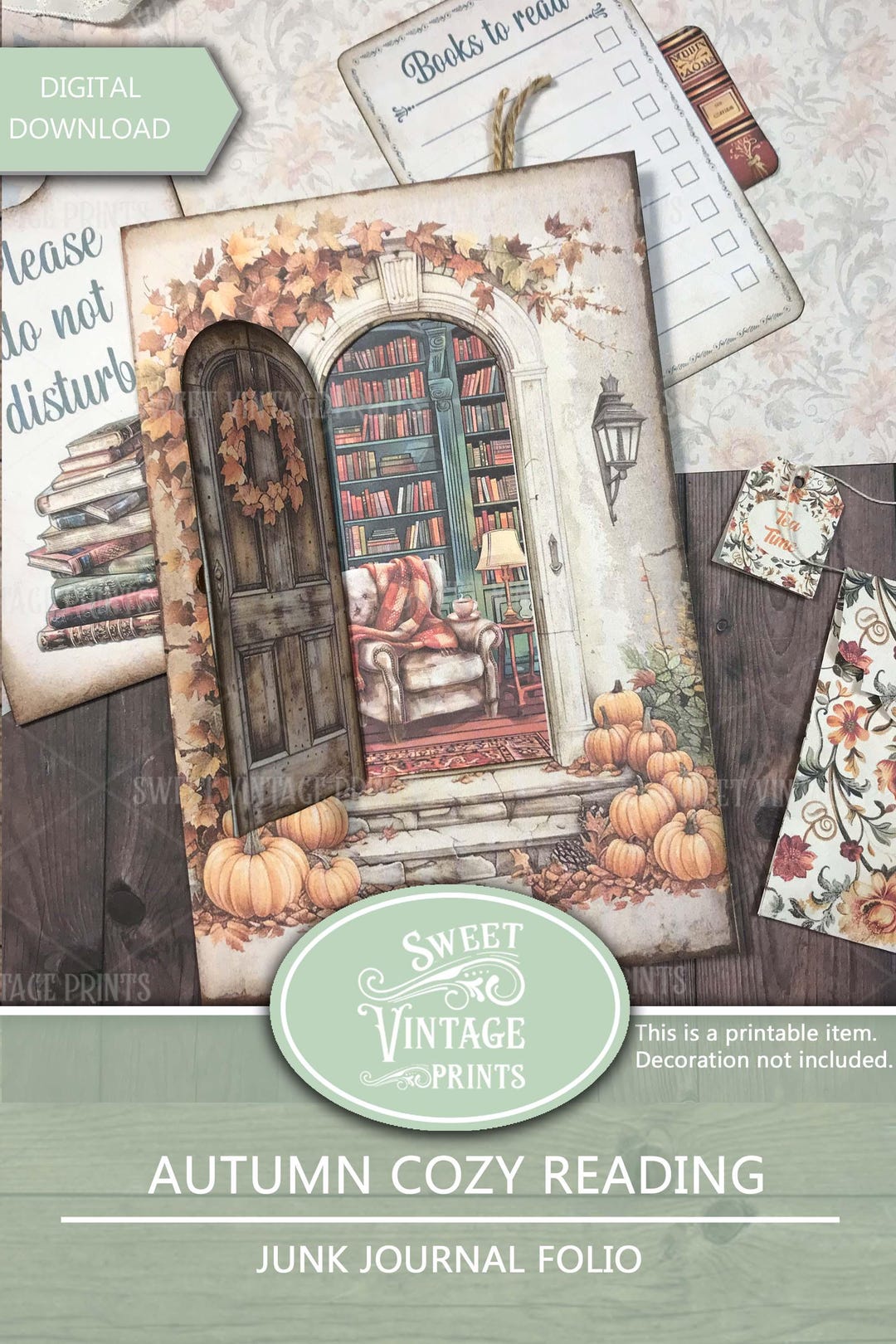 Autumn Cozy Reading Folio | Printable Fall Ephemera | Autumn Junk ...