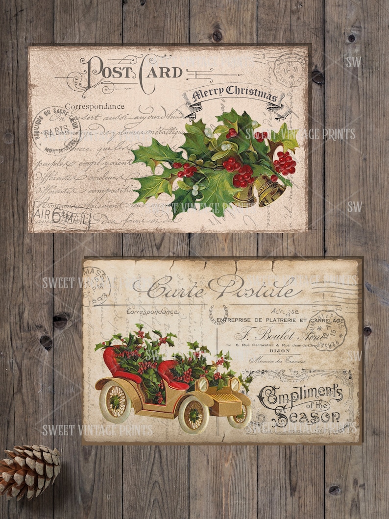 Nostalgic Christmas Postcards, Vintage Christmas Junk Journal Ephemera ...