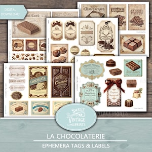 Chocolate Junk Journal Ephemera | Printable Chocolate Tags & Labels ...