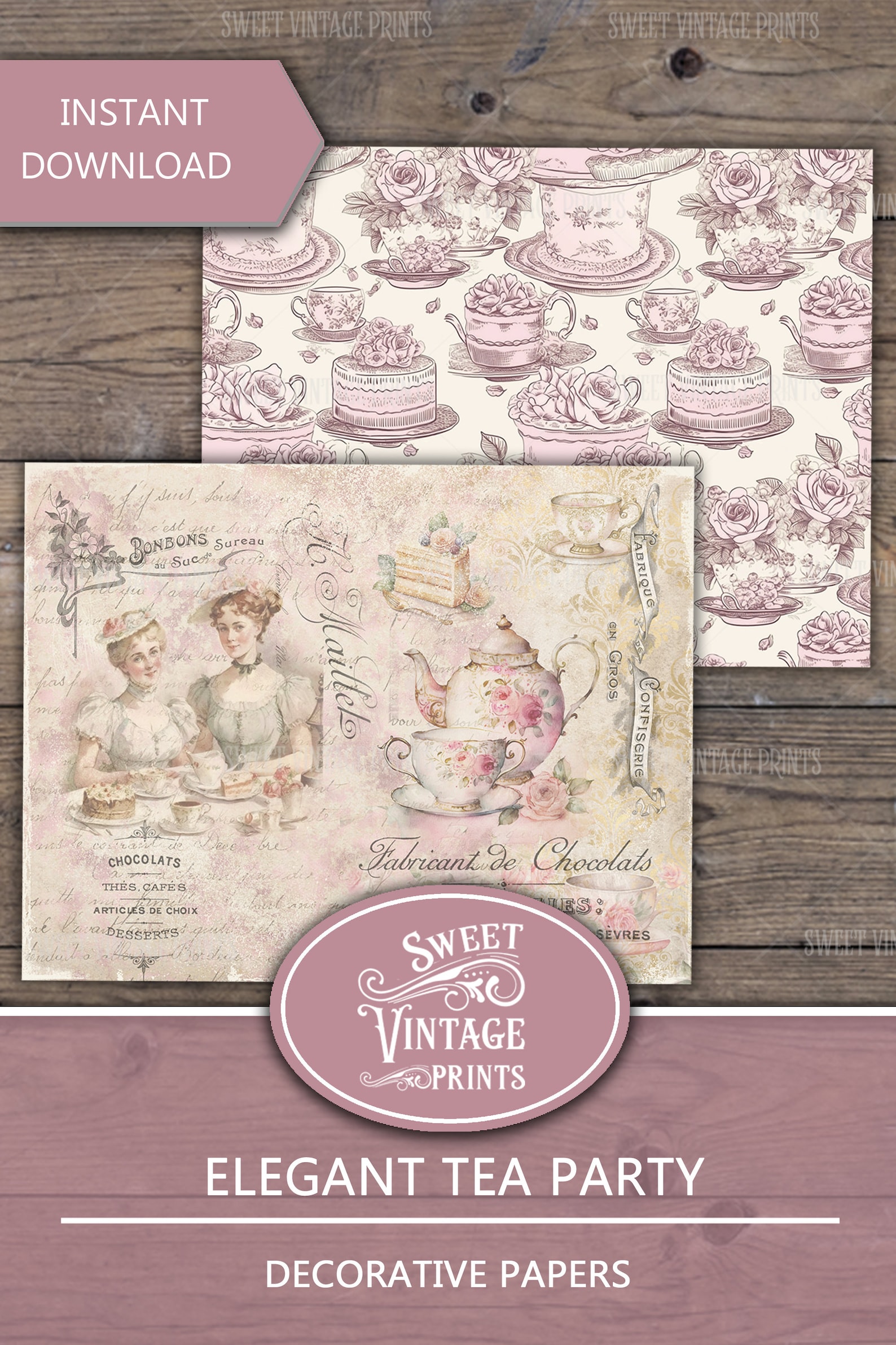 Junk Journal Tea Party Vintage Tea Party Digital Paper Pack - Etsy