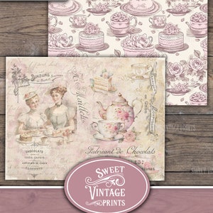 Junk Journal Tea Party, Vintage Tea Party Digital Paper Pack, Tea Time ...