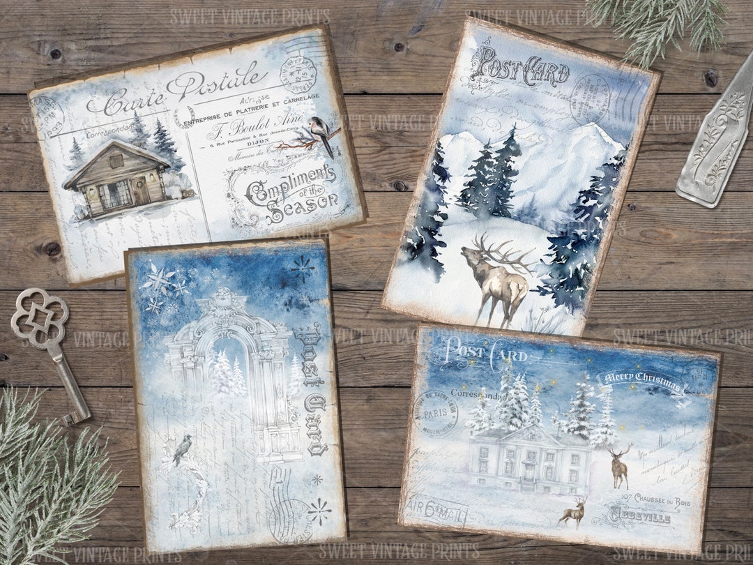 A Winter's Tale Postcards, Christmas Postcard, Winter Junk Journal ...
