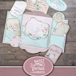Vintage Rose Folio, Shabby Rose Folder, Loaded Envelope Roses, Pink ...