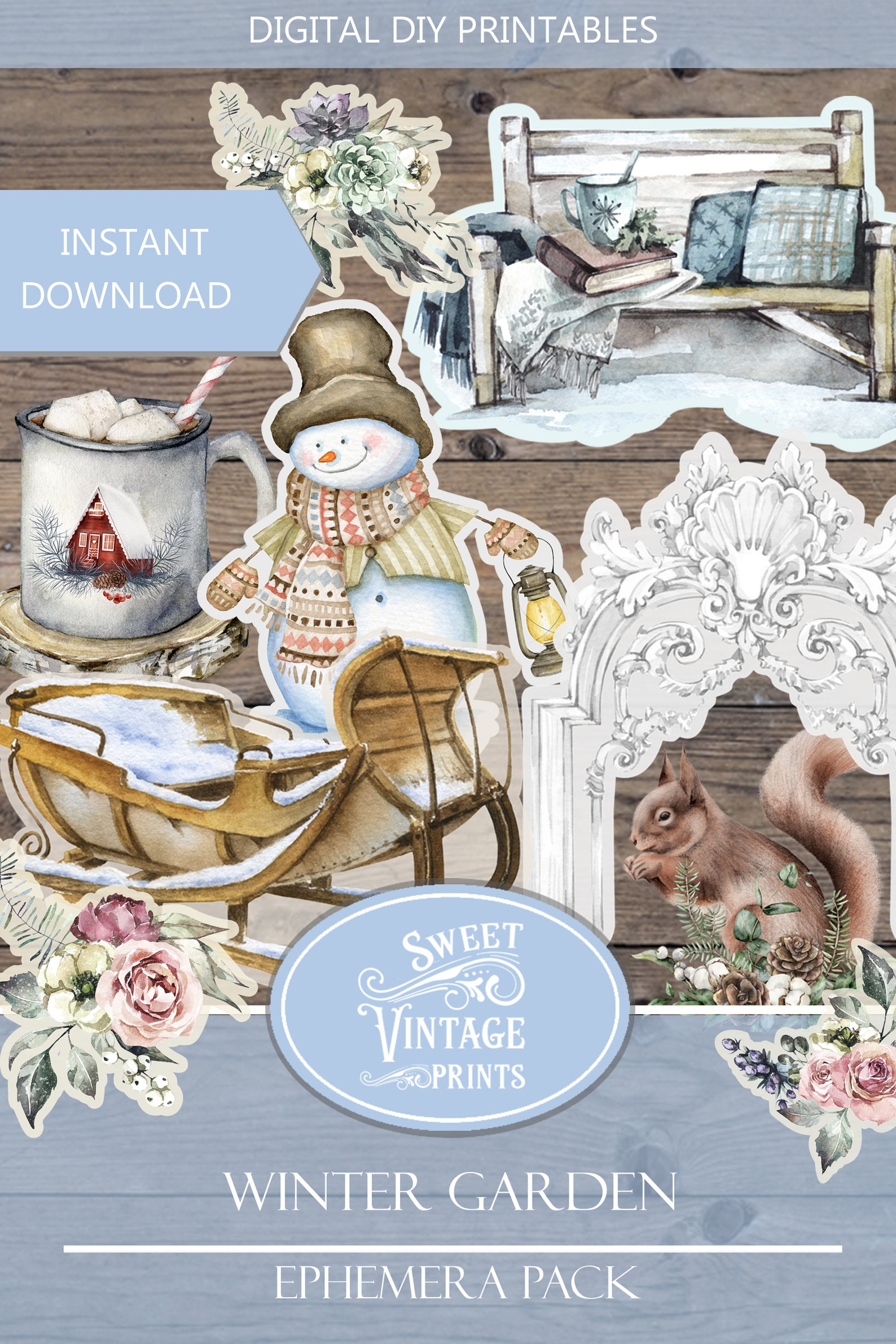 Winter Garden Ephemera Pack Winter Garden Junk Journal - Etsy