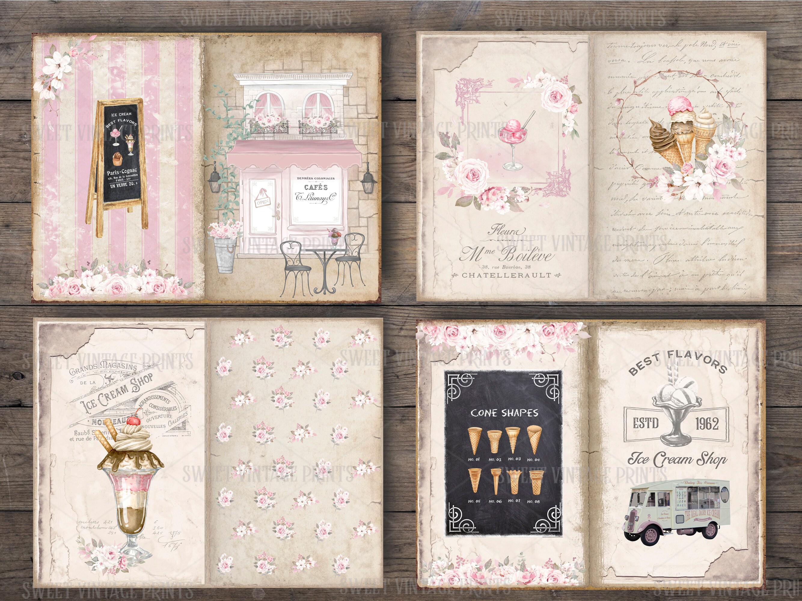 Ice Cream Shop Journal Pages Summer Junk Journal Ice Cream - Etsy