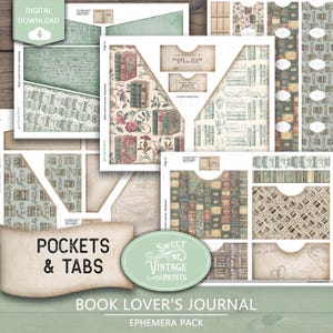 Book Lovers Junk Journal Ephemera | Library Cards Printable Tags Labels ...